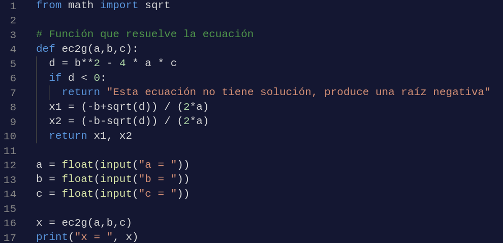 Ejemplo 302: Ecuación de 2º grado | Python Pioneers: Una aventura de Código y programación